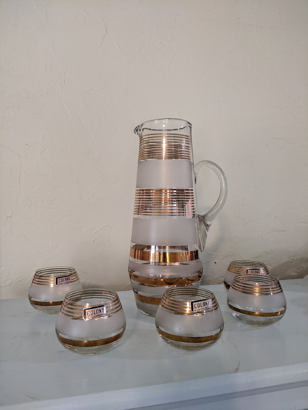 Colony MCM Czechoslovakian Roly-poly Glass and Decanter Set. - Etsy