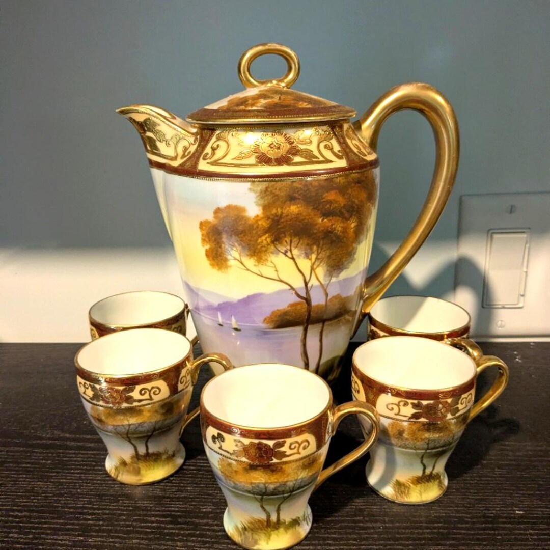 Elegant Gold Noritake Sake/chocolate/ Tea Set - Etsy
