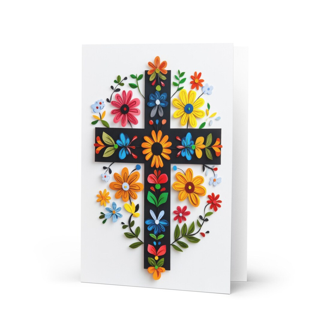 Cross Greeting Card, Floral Cross Card, Floral Greeting Card, Christian ...