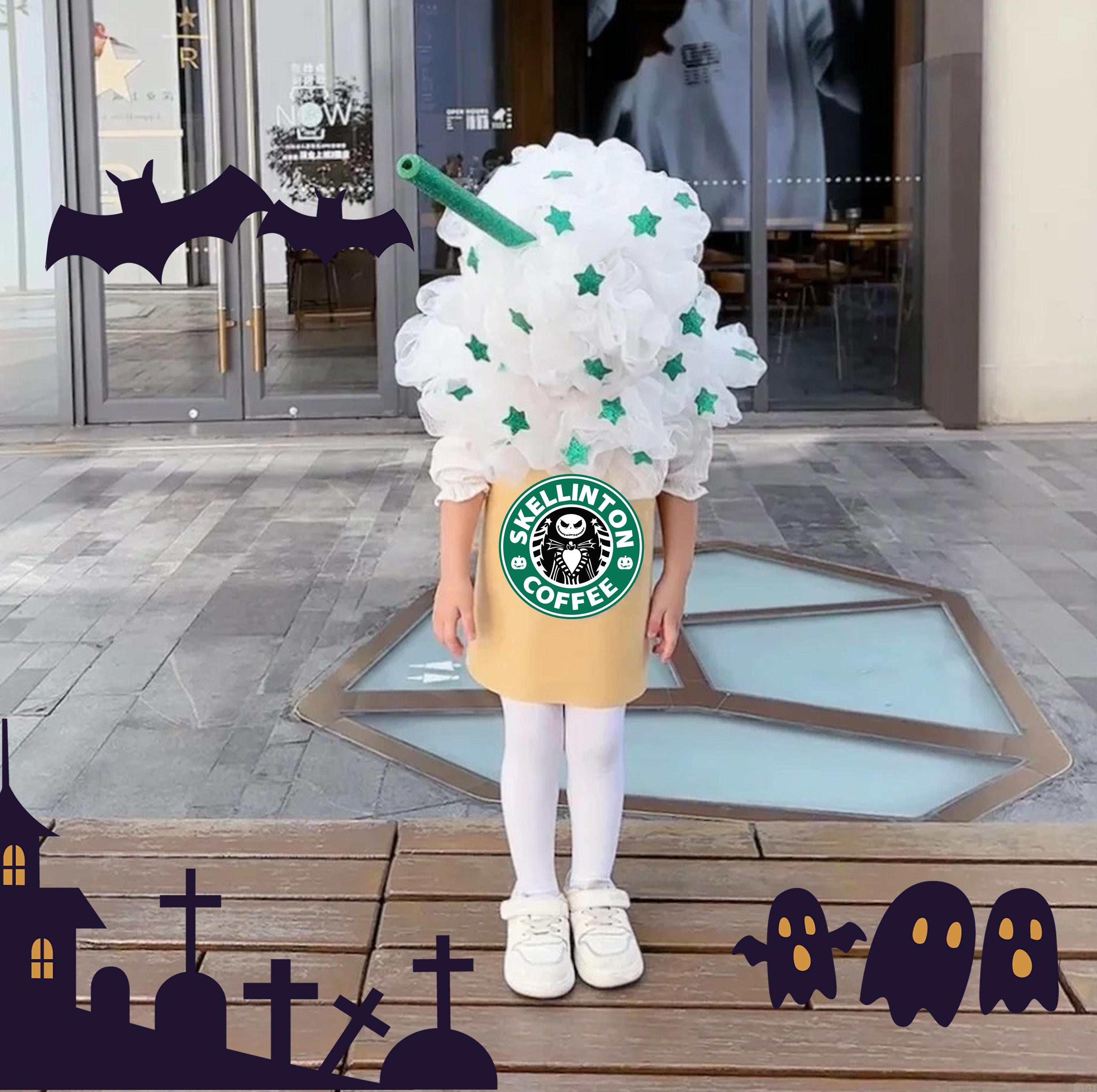 No Sew Frappe Costume, Digital Coffee Cup Tutorial, Kids Halloween DIY ...