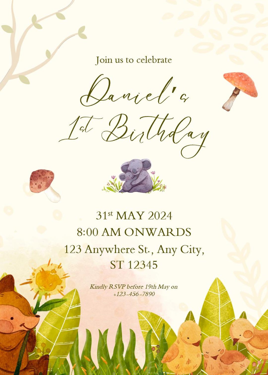 Nature Birthday Invitation Card - Etsy