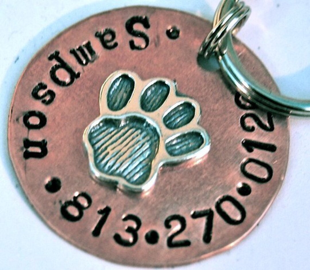 Custom Pet Id Tag / Perfect Paw 1inch Copper and Sterling Dog Tag ...