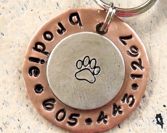 Custom Pet Id Tag / Perfect Paw 1inch Copper and Sterling Dog | Etsy