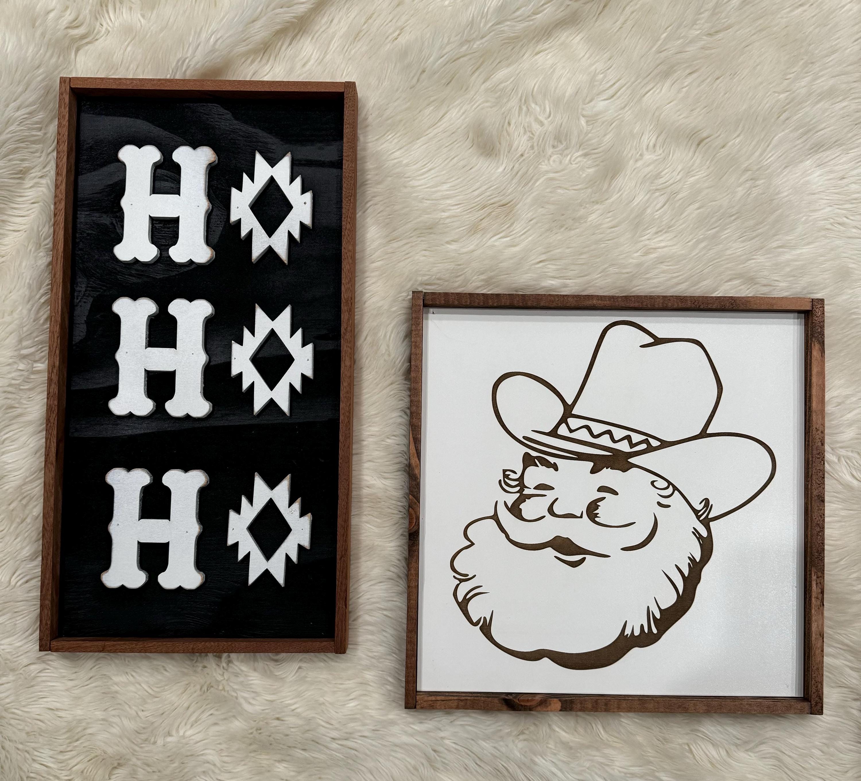 Country Christmas Sign Santa Sign Cowboy Santa Christmas Christmas ...