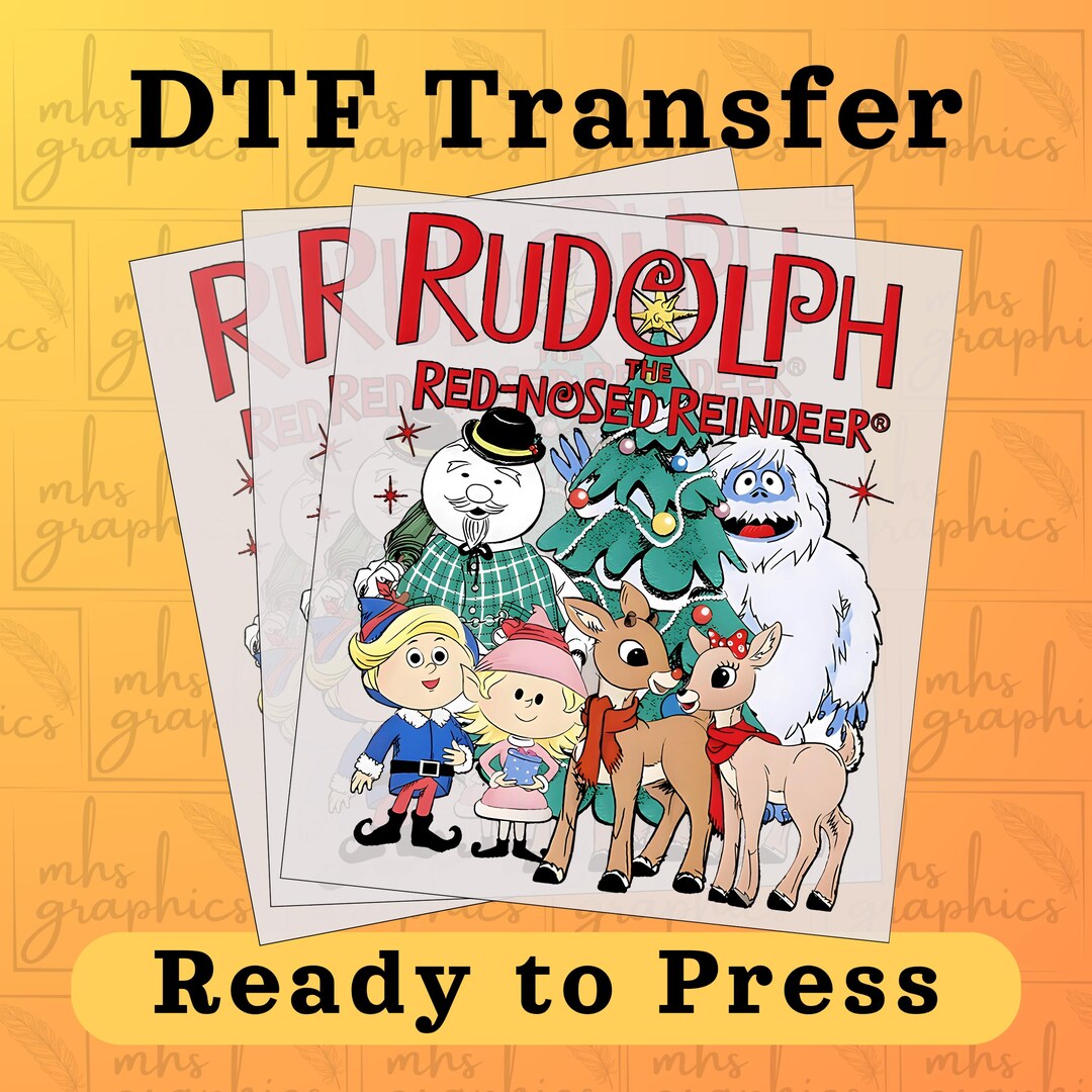 Rudolph Red Nosed Reindeer DTF Transfer, Christmas Ready to Press, Christmas Heat Transfer ...