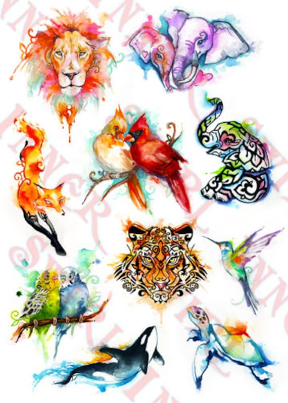 Inner Swirl Animal Temporary Tattoos - Etsy