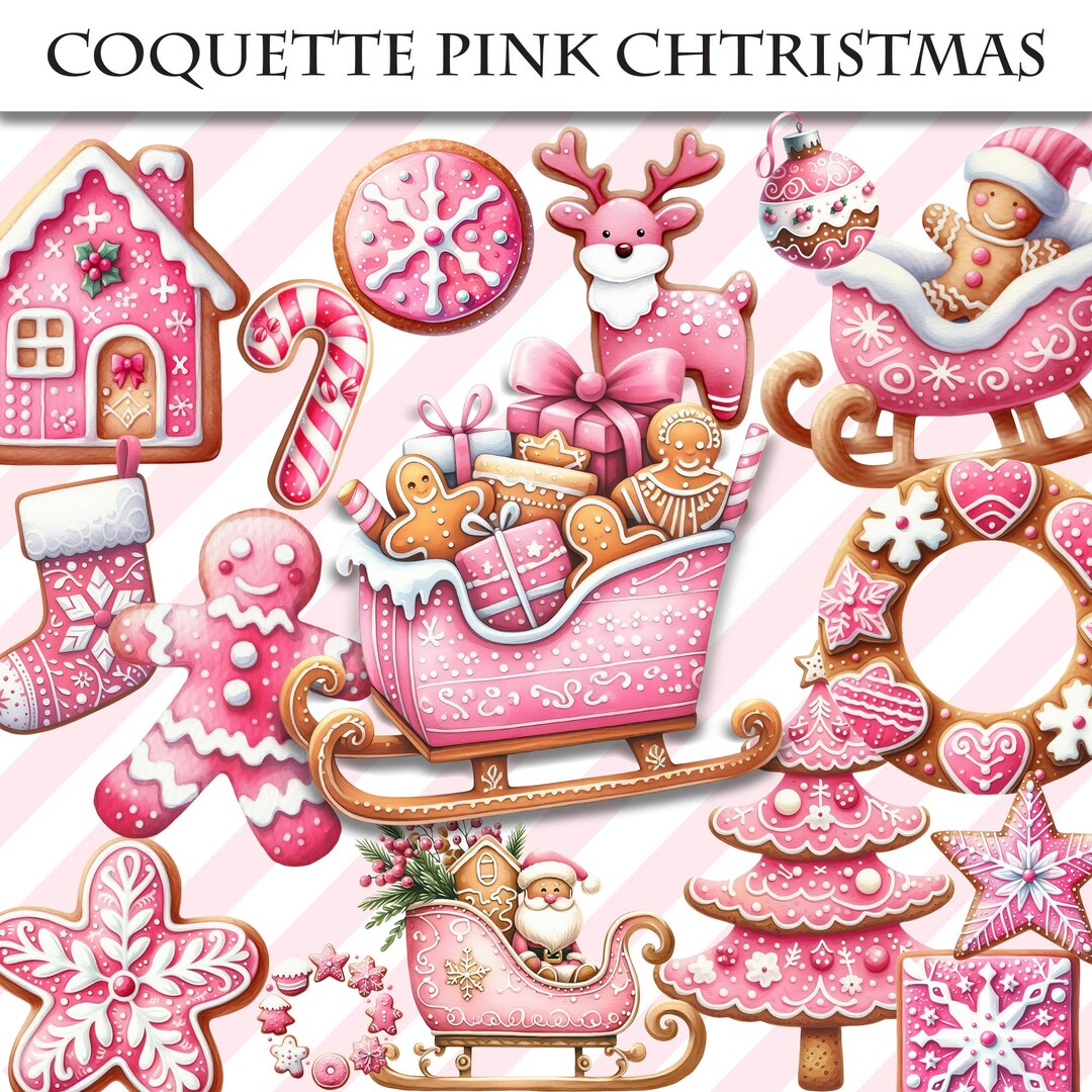 Christmas Pink Gingerbread Clipart Png Cute Pink Christmas Gingerbread ...