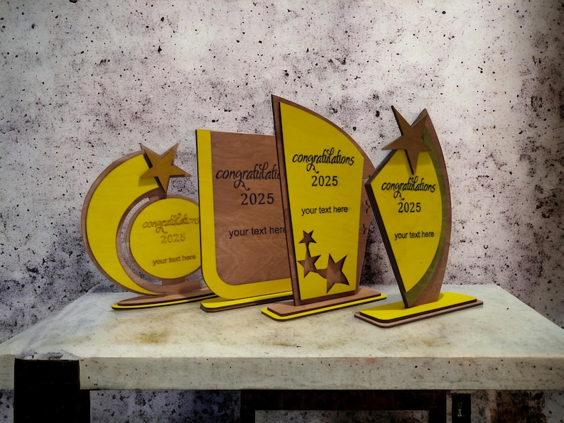 4 Different Award Trophy SVG Bundle - Laser Cut Files for Glowforge ...