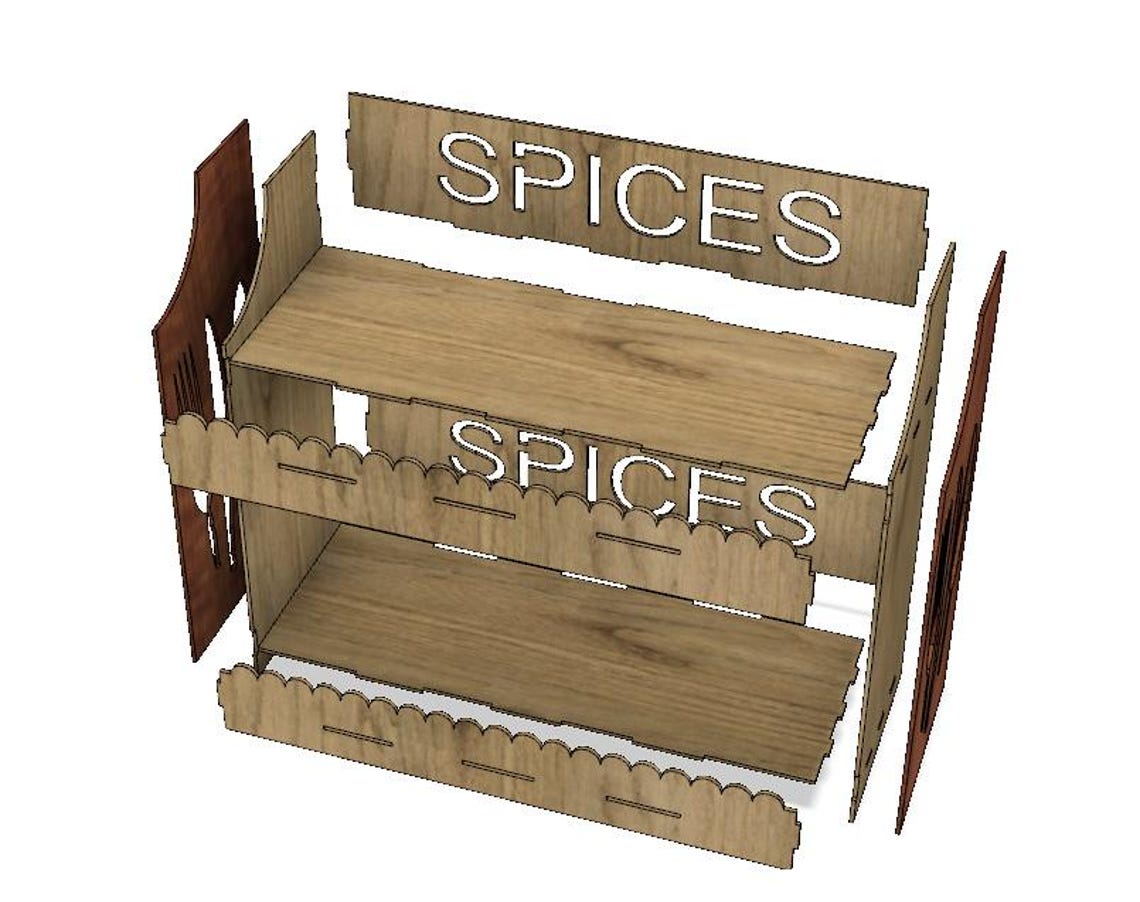 Spices Rack SVG File(3 , 4)mm Material- Laser Cutting Template for Wood ...