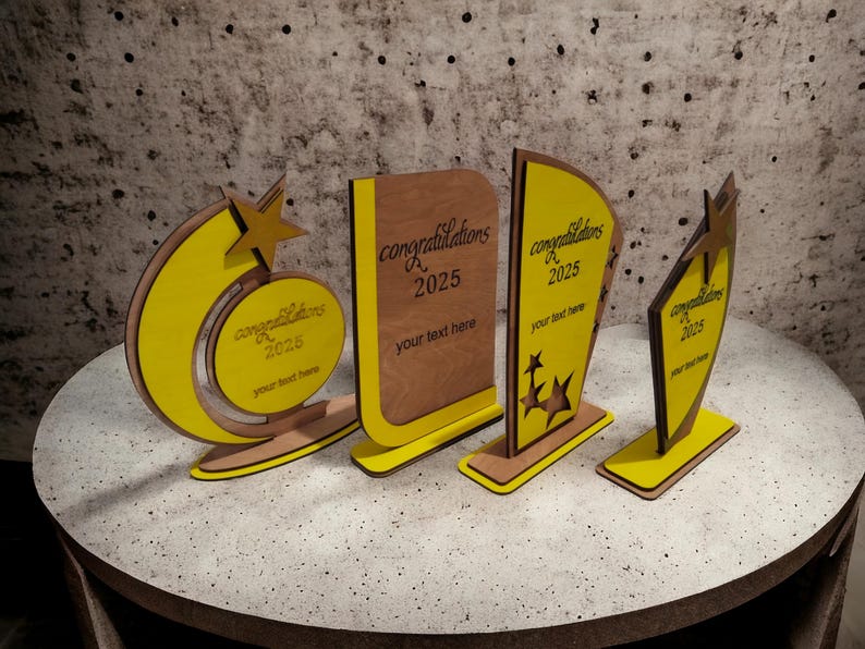4 Different Designs Awards Trophy Laser Cut Bundle, Glowforge Laser Cut ...