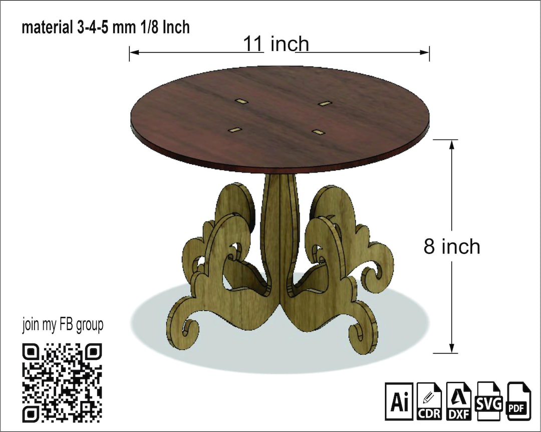 Laser Cut Cake Stand SVG Files: Decorative Wood Vector (digital ...