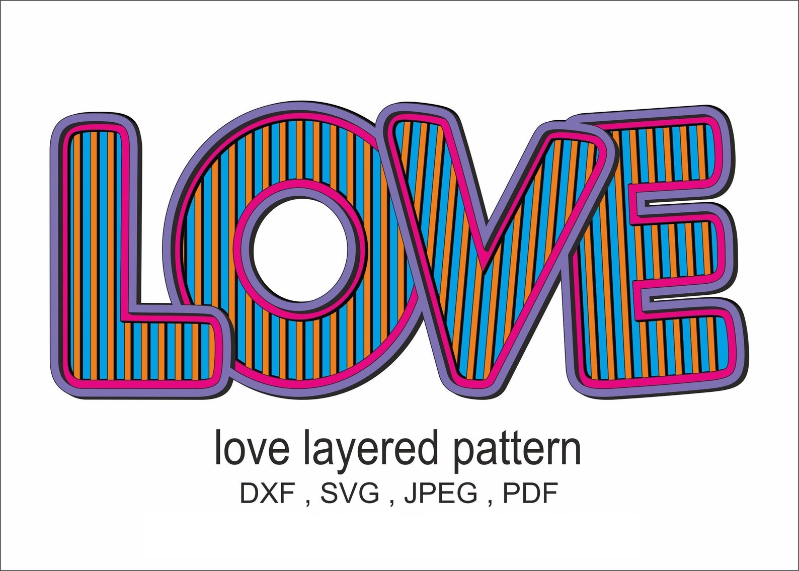 Layered Love Word SVG File: Laser Cut Sign Template (dxf, PDF, SVG) - Etsy
