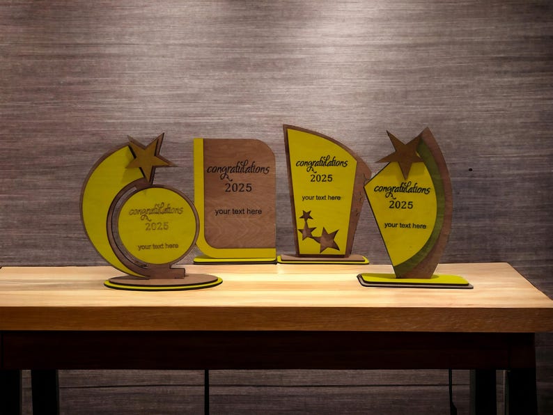 4 Different Designs Awards Trophy Laser Cut Bundle, Glowforge Laser Cut ...