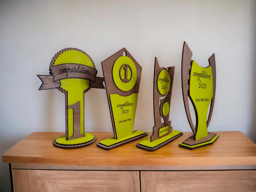 4 Award Trophy SVG Bundle - Laser Cut Files for Glowforge, Cricut, DIY ...