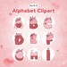 Sweetheart Doodle Alphabet Clipart: Pink & Red Love Letters (digital ...