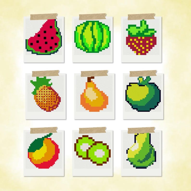 Retro Pixel Art Fruit Clipart Bundle: 20 PNG & EPS (digital Download ...