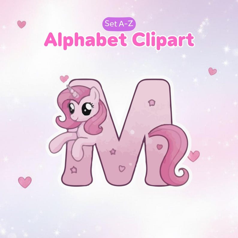 Pink Pony Alphabet Clipart: A-Z Unicorn Letters (digital Download) - Etsy
