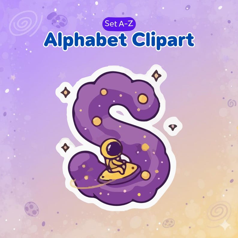Space Alphabet Clipart – Galaxy Letters A–Z (PNG SVG EPS) Digital ...