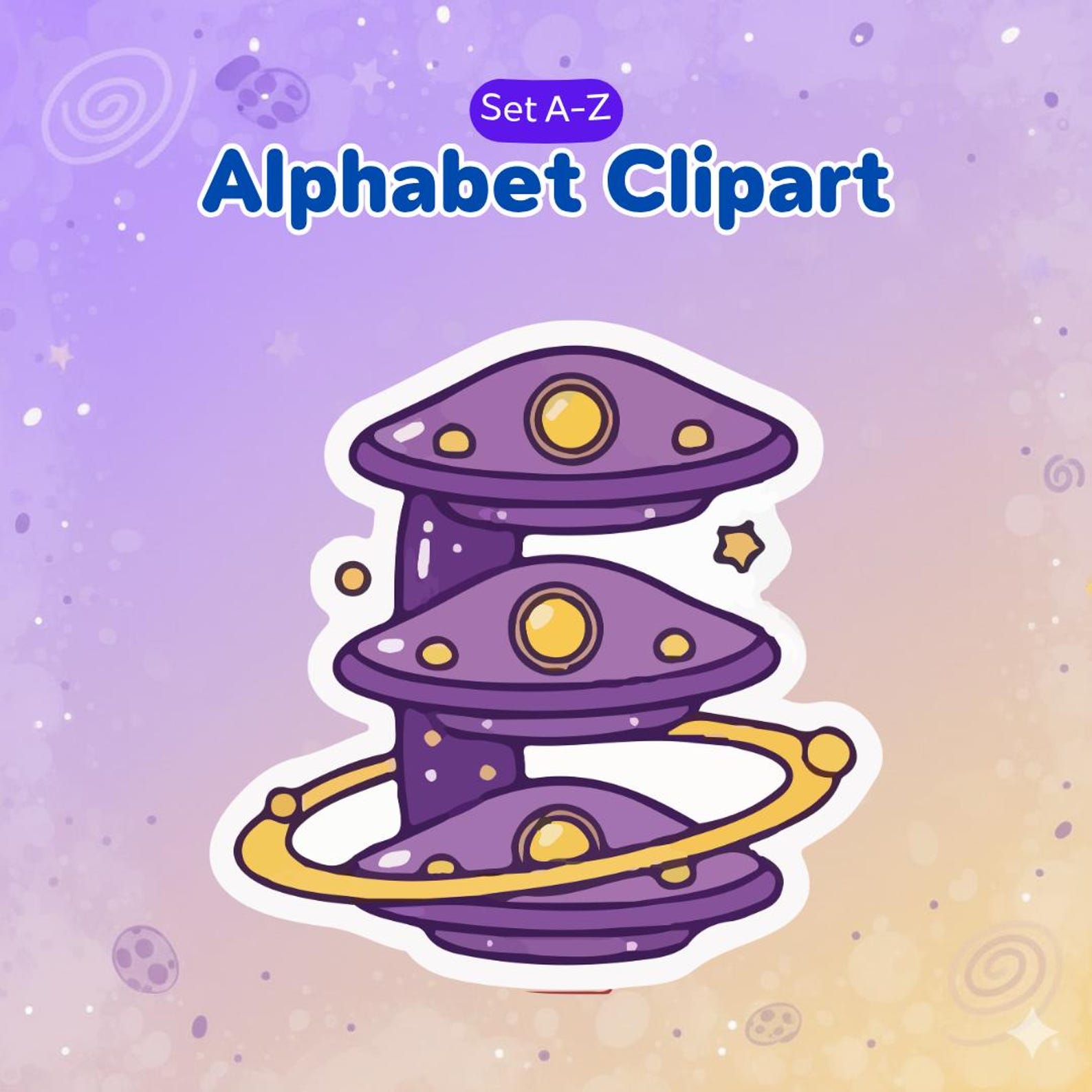 Space Alphabet Clipart – Galaxy Letters A–Z (PNG SVG EPS) Digital ...