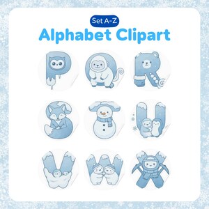 Winter Alphabet Clipart | Snow Font With Animals (PNG, SVG, EPS) - Etsy