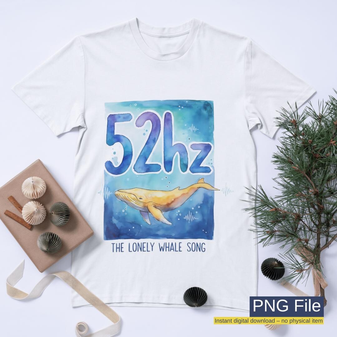 52hz Whale PNG: Lonely Whale Song, Watercolor Illustration (digital Download) - Etsy