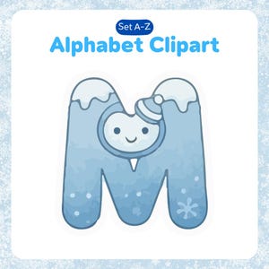 Winter Alphabet Clipart | Snow Font With Animals (PNG, SVG, EPS) - Etsy