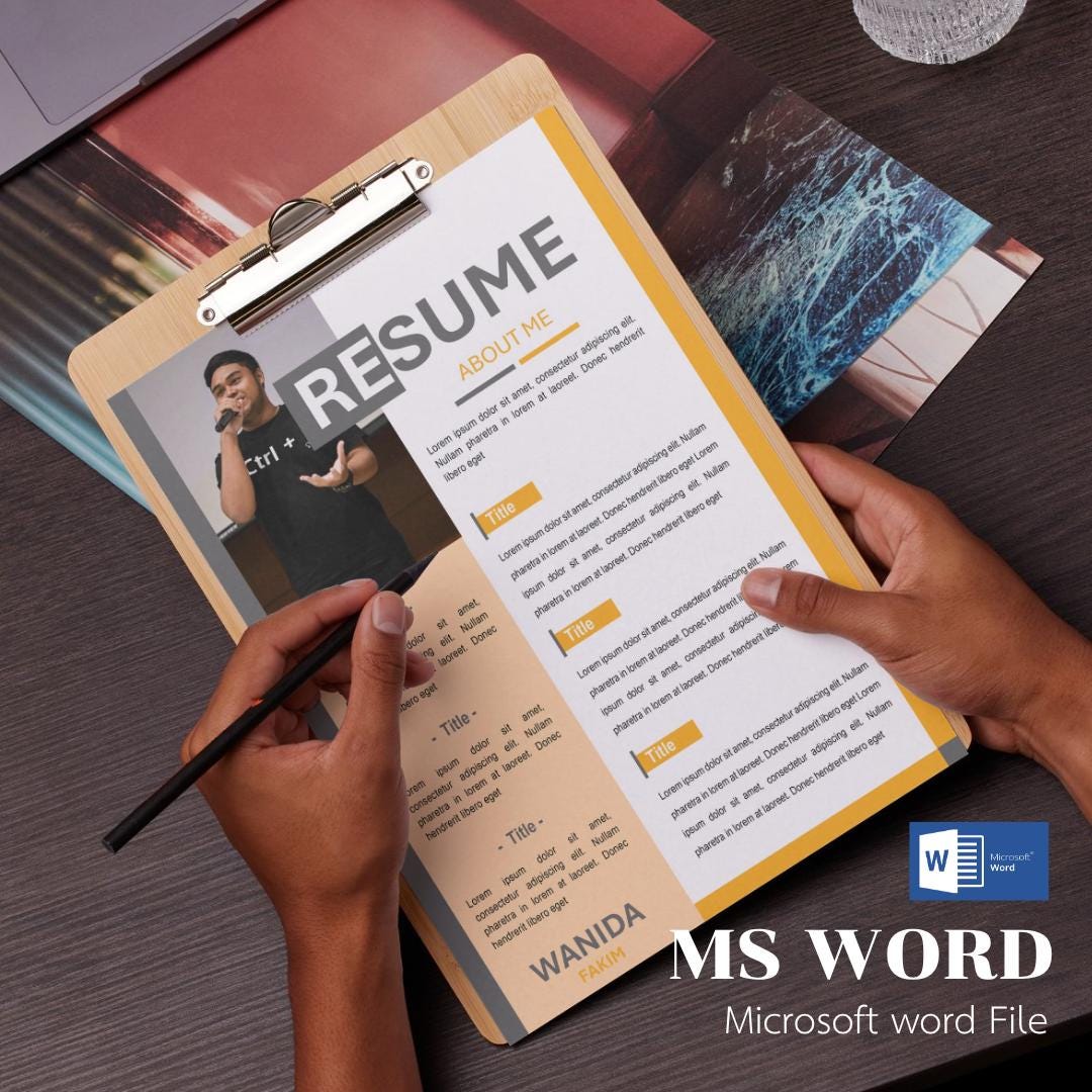 Orange Resume Template: Modern CV Design for Microsoft Word (digital ...