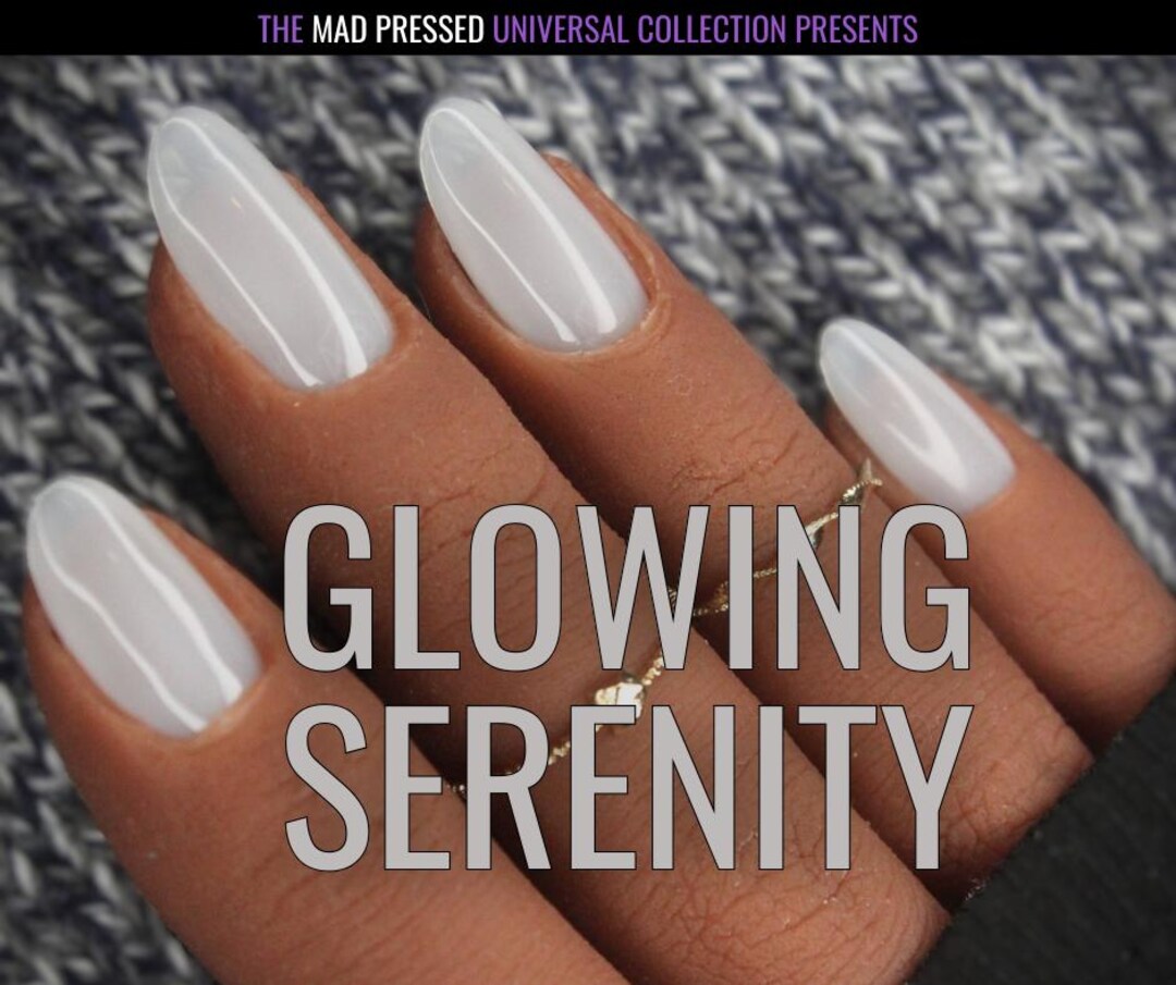 Glowing Serenity: A 10 Piece Handmade Press on Nail Set by MAD Pressed ...