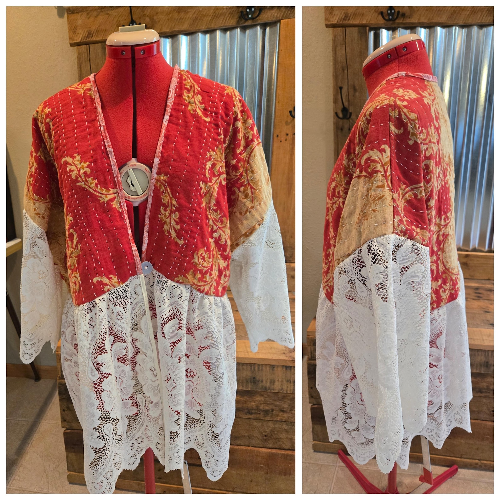 Upcycled Kantha & Vtg Lace Peplum Jacket L-1X Handmade Don't Throw It ...