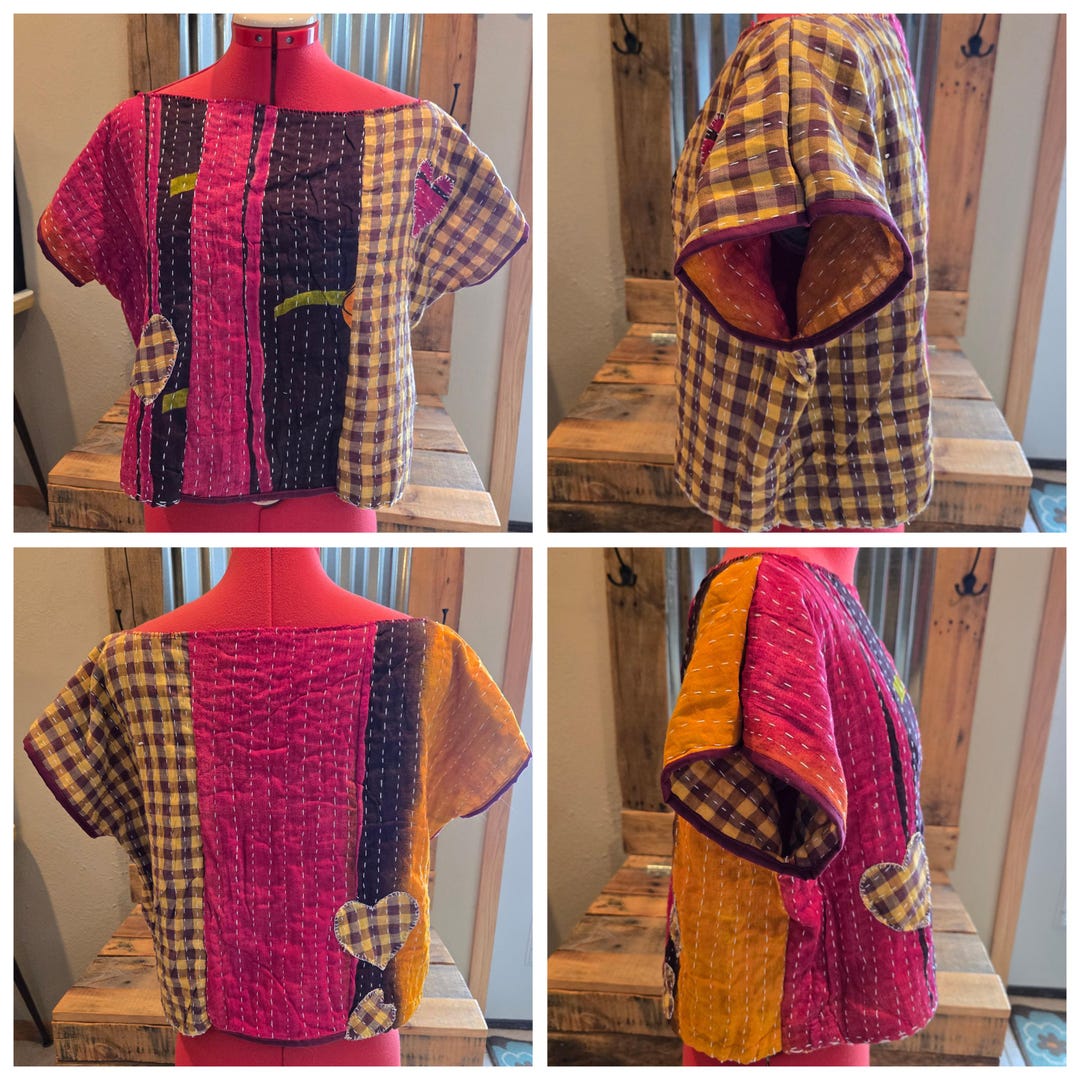 Upcycled Kantha Quilt Cropped Top S-M Handmade Don't Throw It Out - Etsy