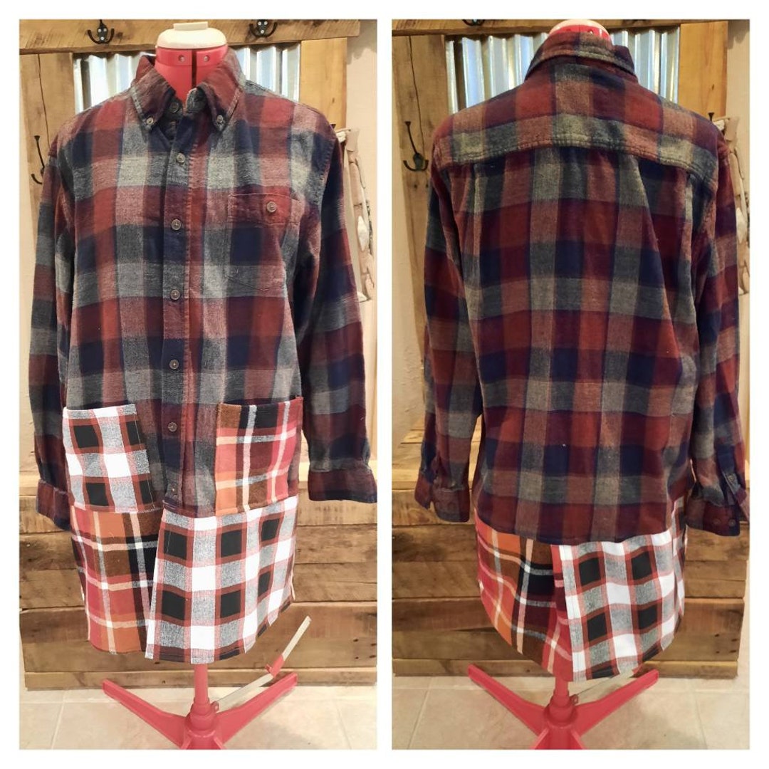 Upcycled Flannel Plaid Shirt Coat Duster Shacket Sz M Original - Etsy