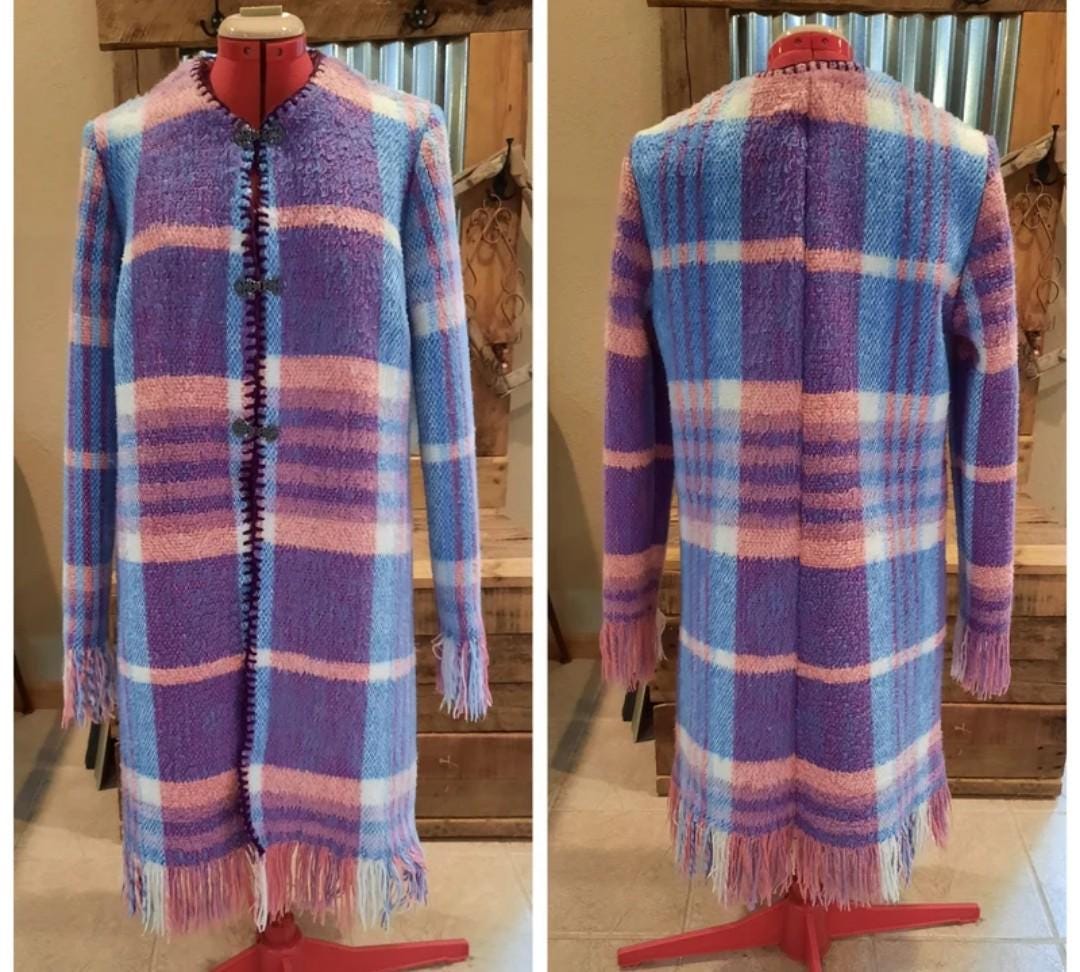 Upcycled Thick Blanket Coat S Pink & Blue Plaid Don't Throw It Out - Etsy