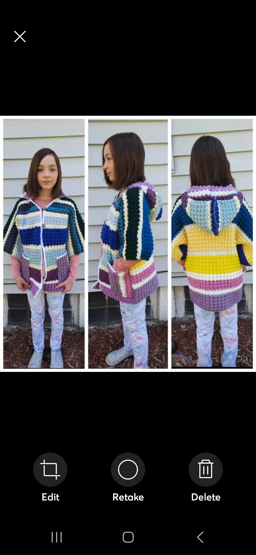 Upcycled Afghan Blanket COAT Girls L Colorful Wide Stripe Don't Throw ...