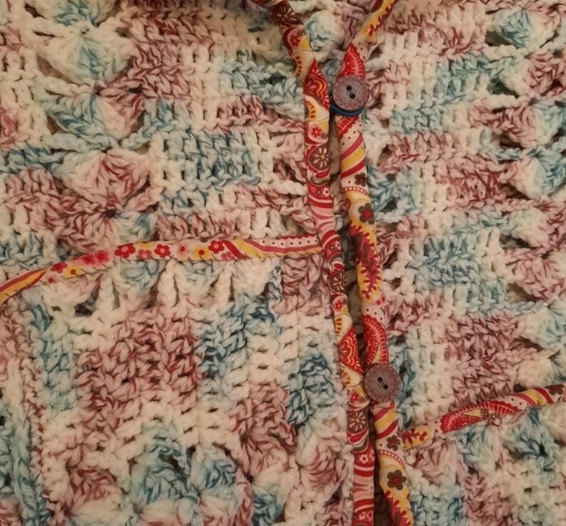 Upcycled Vtg Afghan Blanket Coat M Red White & Blue Handmade Don't ...