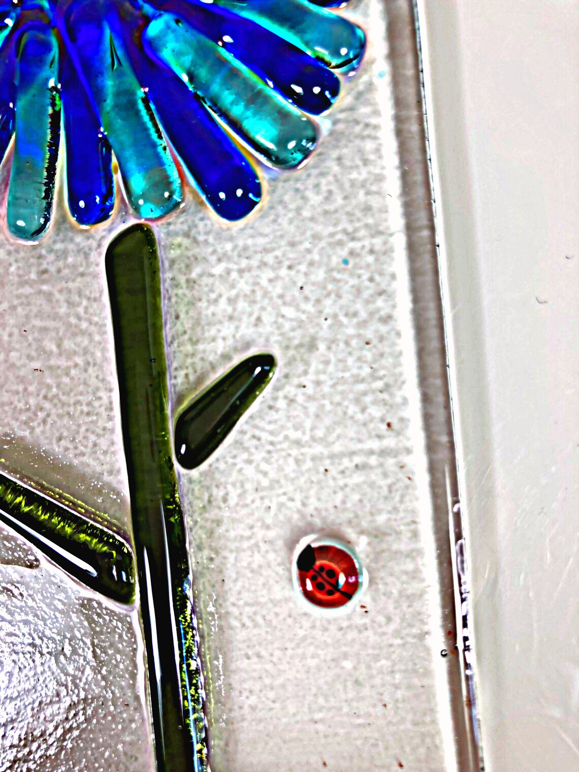 Whimsical Fused Glass Flower Sun Catchers in Blues / Teacher Gift ...