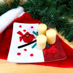 Christmas Cardinal Platter, Square Serving Platter, Candy Dish ...