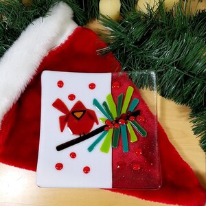 Christmas Cardinal Platter, Square Serving Platter, Candy Dish ...