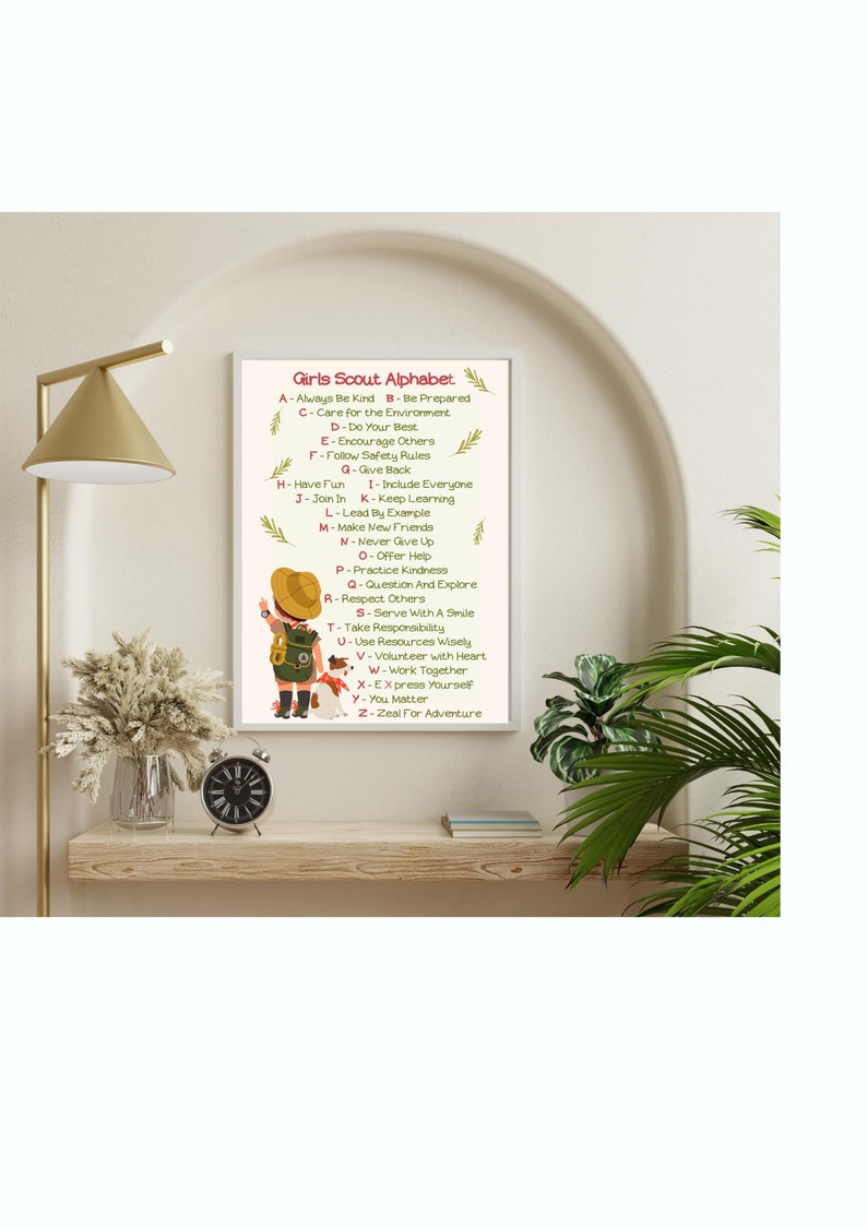 Vintage Girl Scout Alphabet Poster, Girl Scout Values Printable ...
