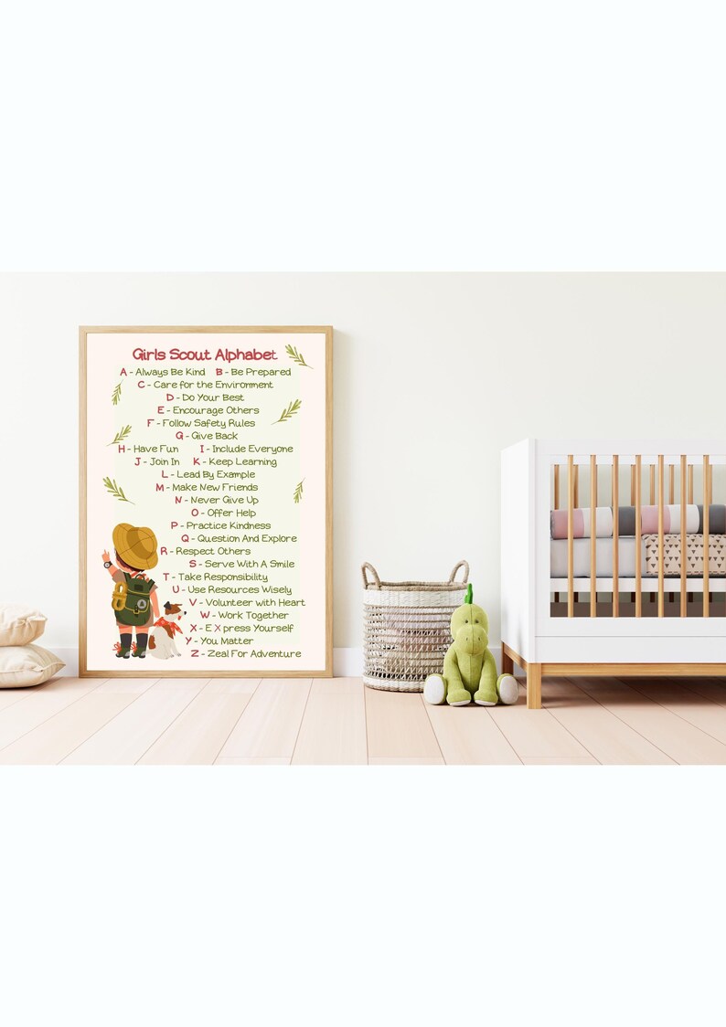 Vintage Girl Scout Alphabet Poster, Girl Scout Values Printable ...