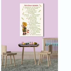 Vintage Girl Scout Alphabet Poster, Girl Scout Values Printable ...
