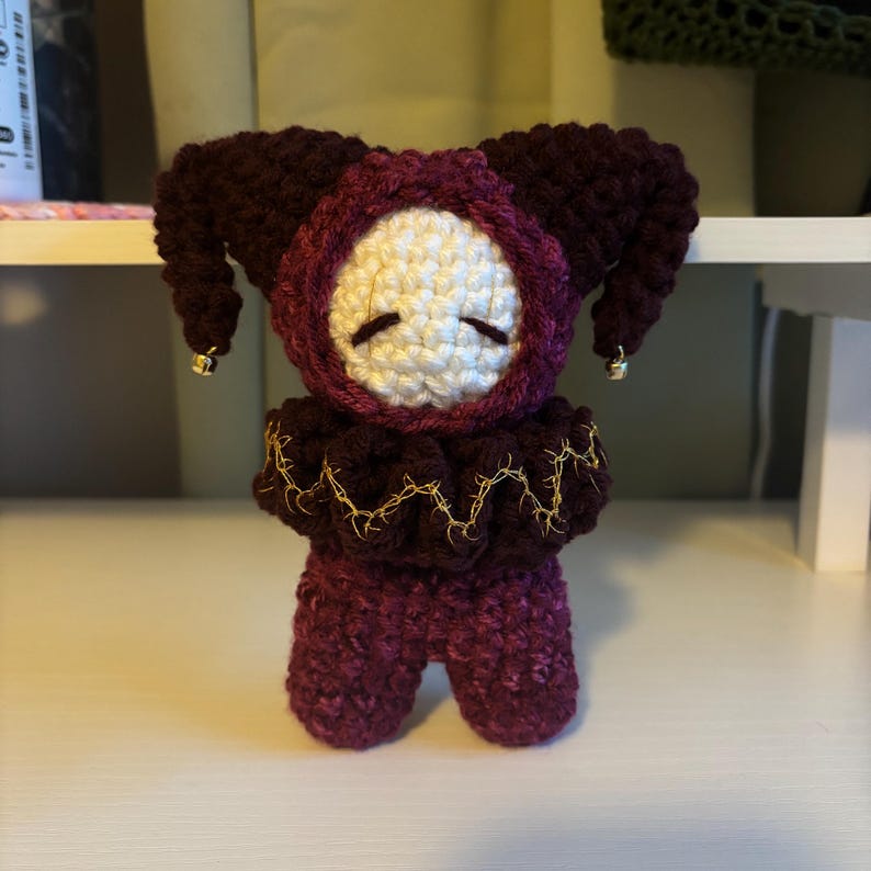 Handmade Crochet Jester Plushie – Whimsical Amigurumi Clown Doll in ...