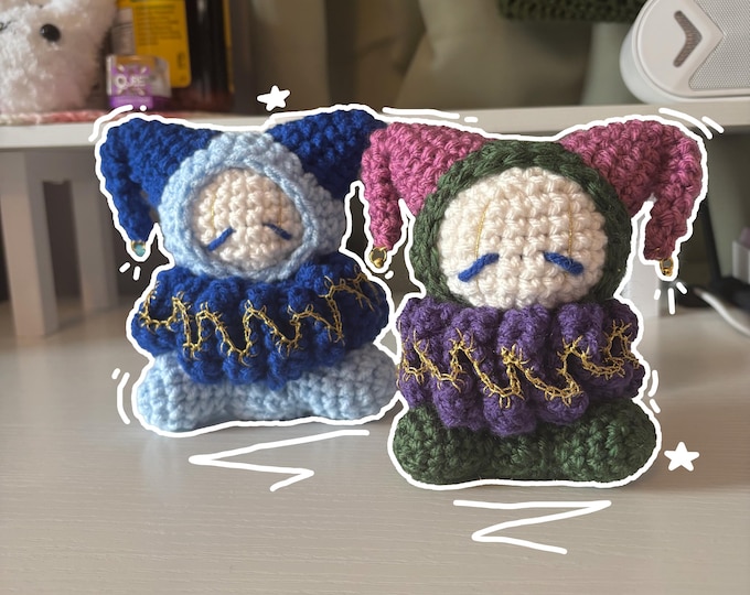 Handmade Crochet Jester Plushie – Whimsical Amigurumi Clown Doll in ...
