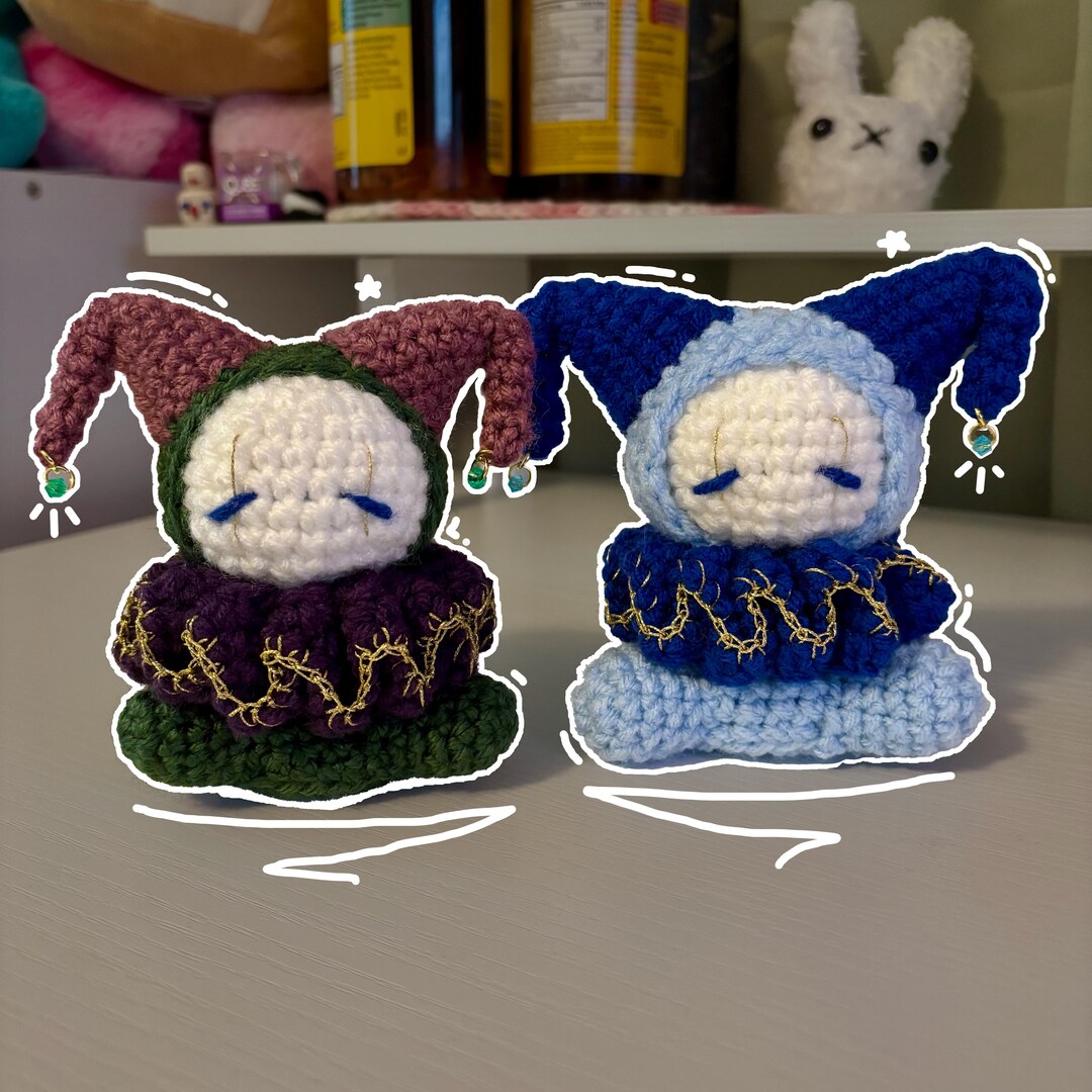 Handmade Crochet Jester Plushie – Whimsical Amigurumi Clown Doll in ...