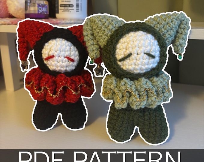 Handmade Crochet Jester Plushie – Whimsical Amigurumi Clown Doll in ...