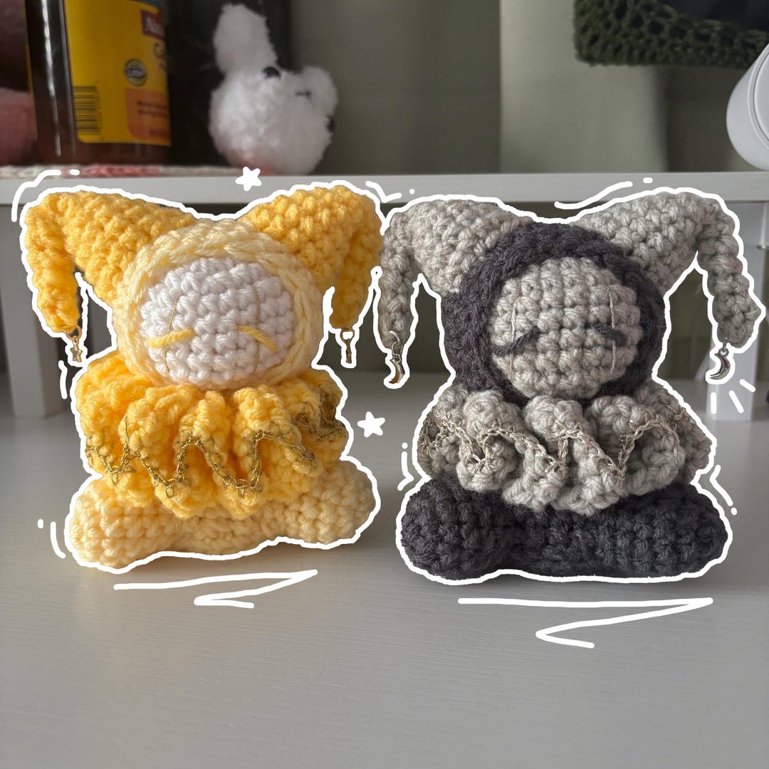 Handmade Crochet Sun and Moon Jester Plushie – Whimsical Amigurumi ...
