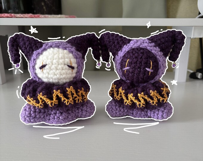 Handmade Crochet Jester Plushie – Whimsical Amigurumi Clown Doll in ...