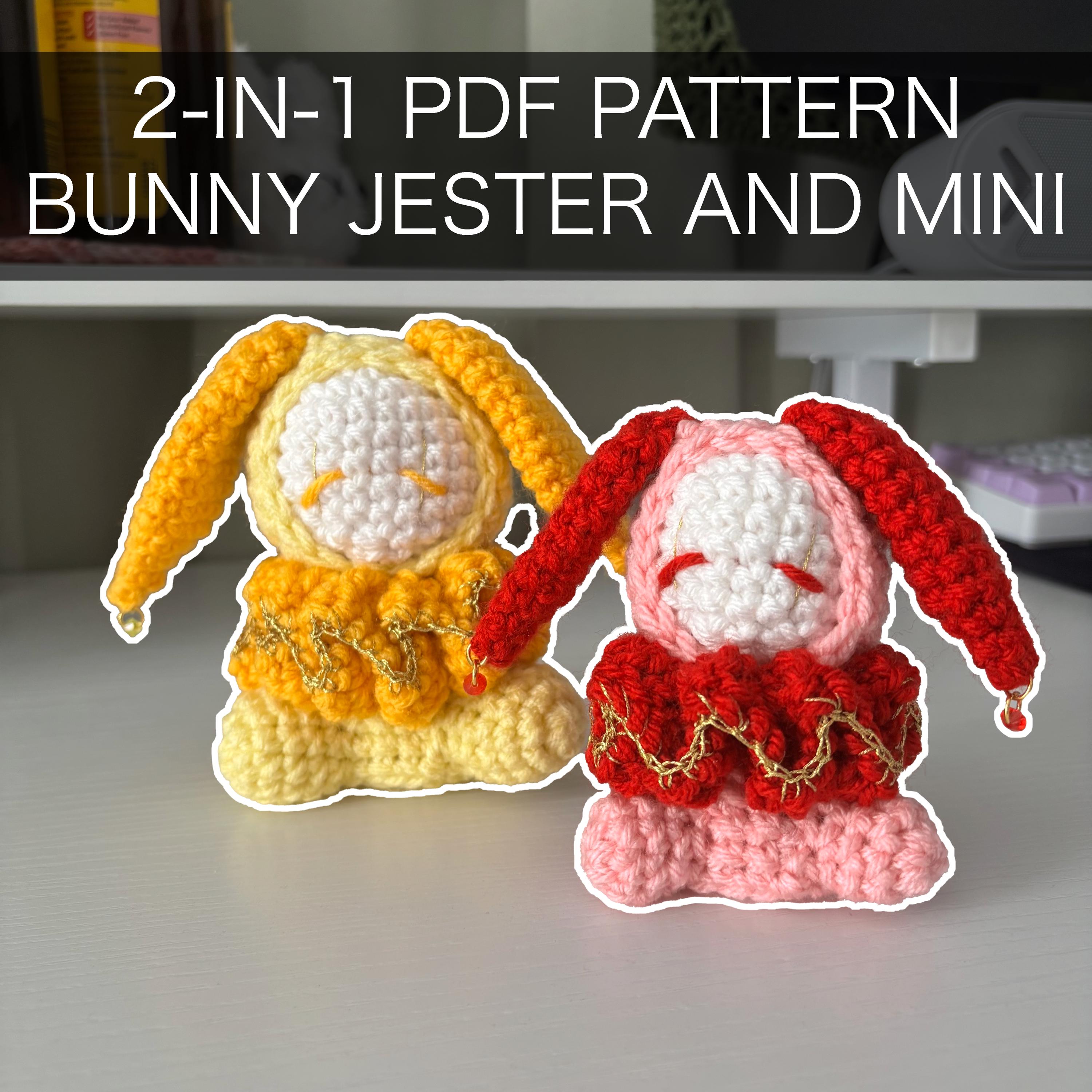 2 in 1 Crochet Pattern – Mini and Standard Size Whimsical Bunny Jester ...