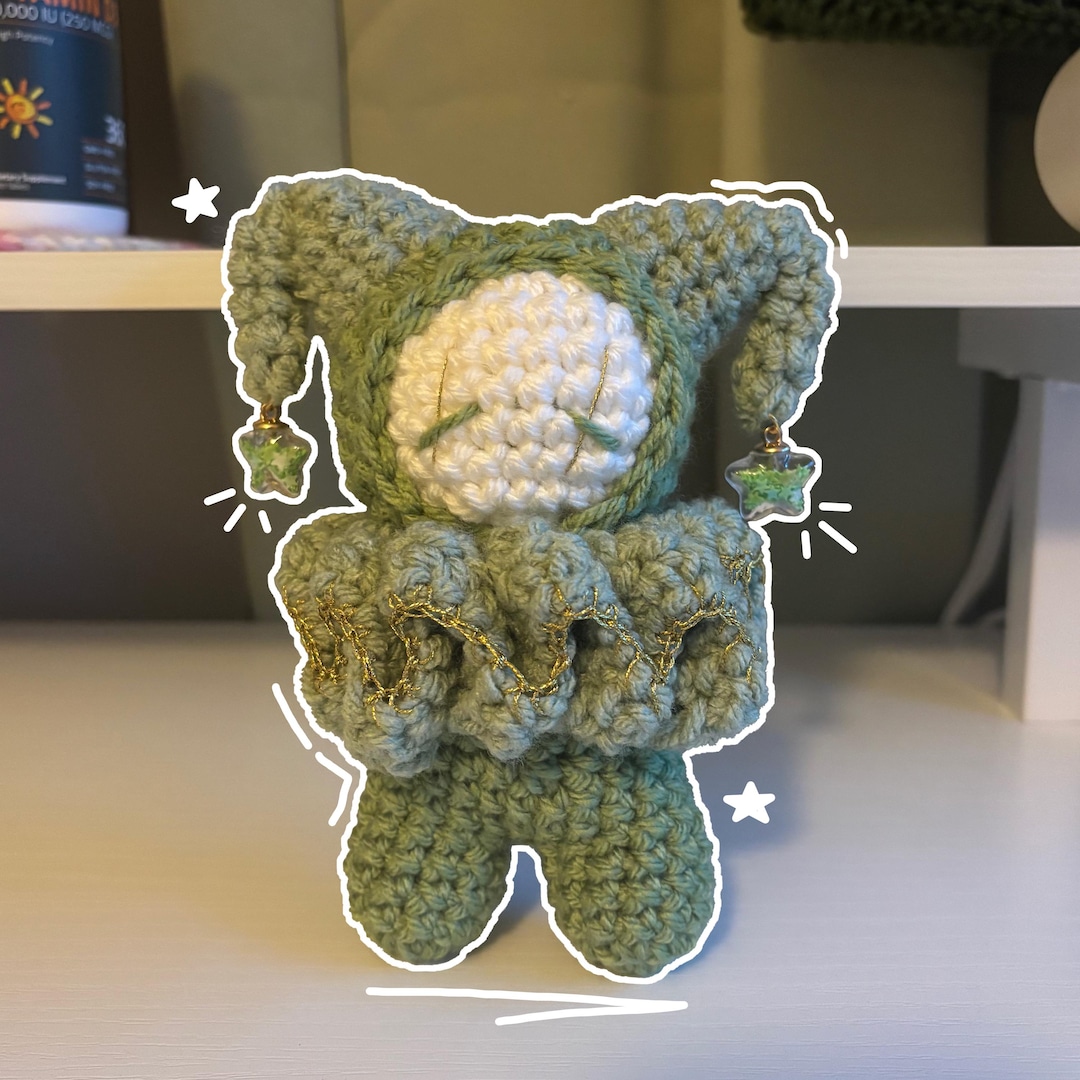 Handmade Crochet Jester Plushie – Whimsical Amigurumi Clown Doll in ...