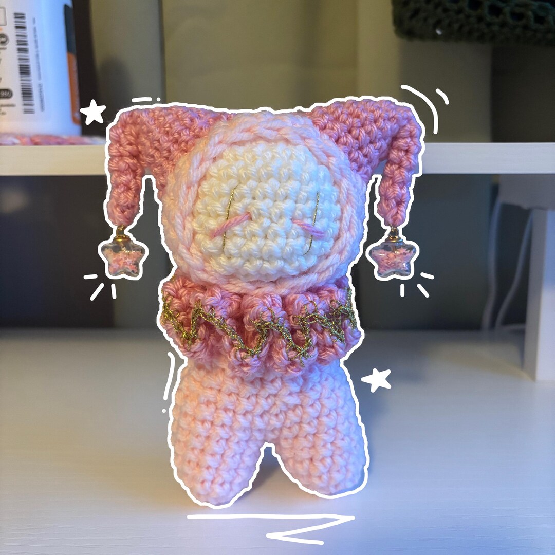 Handmade Crochet Jester Plushie – Whimsical Amigurumi Clown Doll in ...