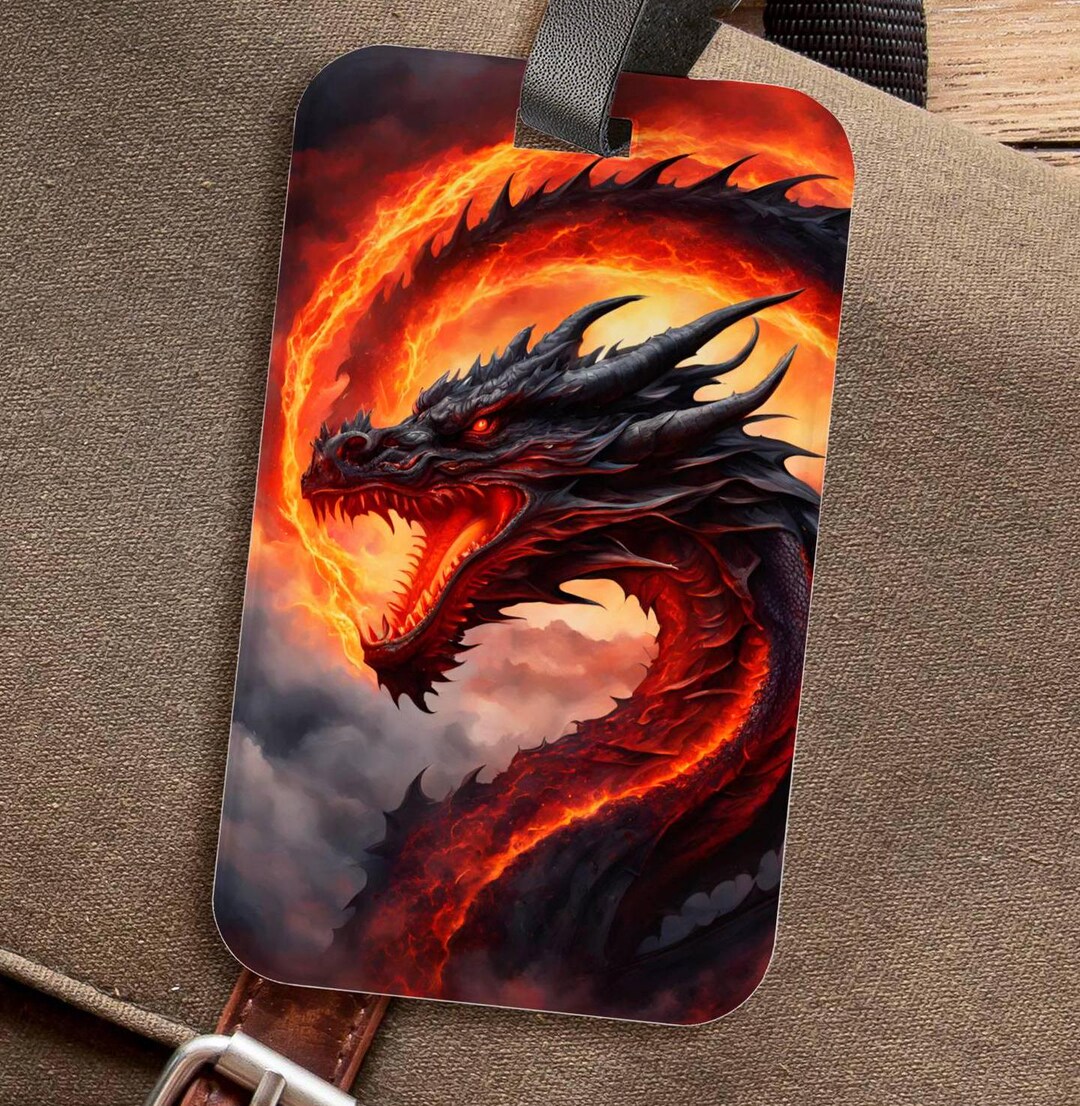 Red Fire Dragon Fantasy Fierce Luggage Bag Tag Travel Accessories ...